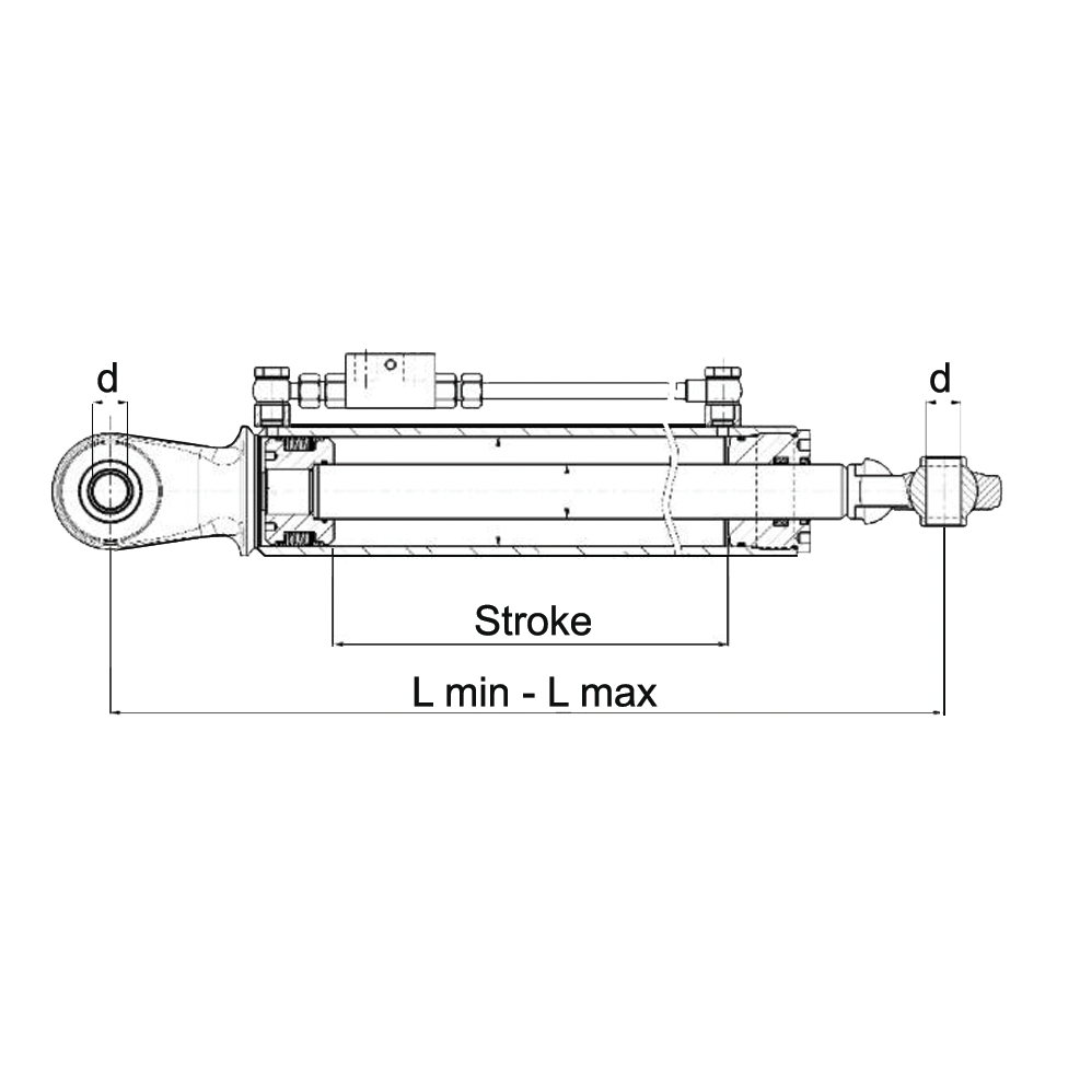 Hydraulic Top Link CAT 2 - L max 830mm